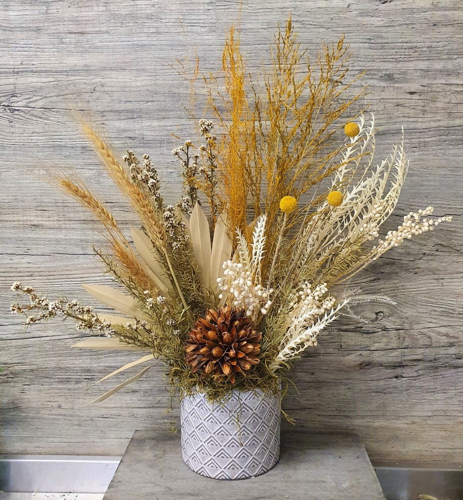 Dried Flowers in a rustic pot - earth tones - Flower Deliveries Online