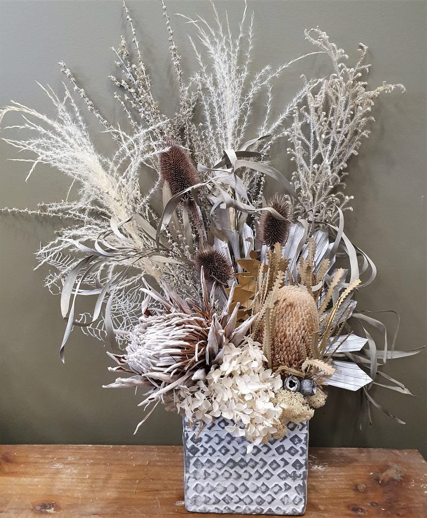 Dried Flowers in a rustic pot - earth tones - Flower Deliveries Online